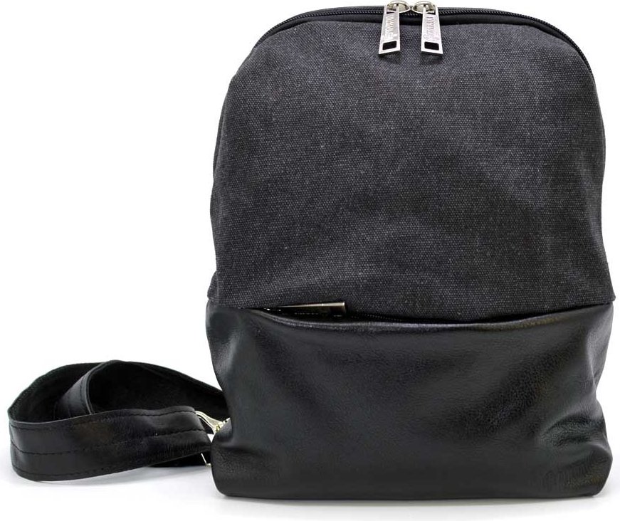 Мужской рюкзак-слинг на одно плечо из натуральной кожи и текстиля TARWA ...